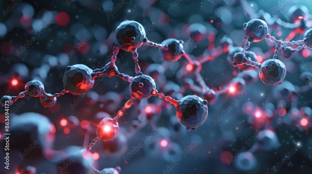 Chemical structure of a molecule with detailed atomic bonds and ...