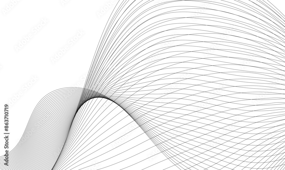 Abstract grey wavy lines on transparent background. Digital frequency ...