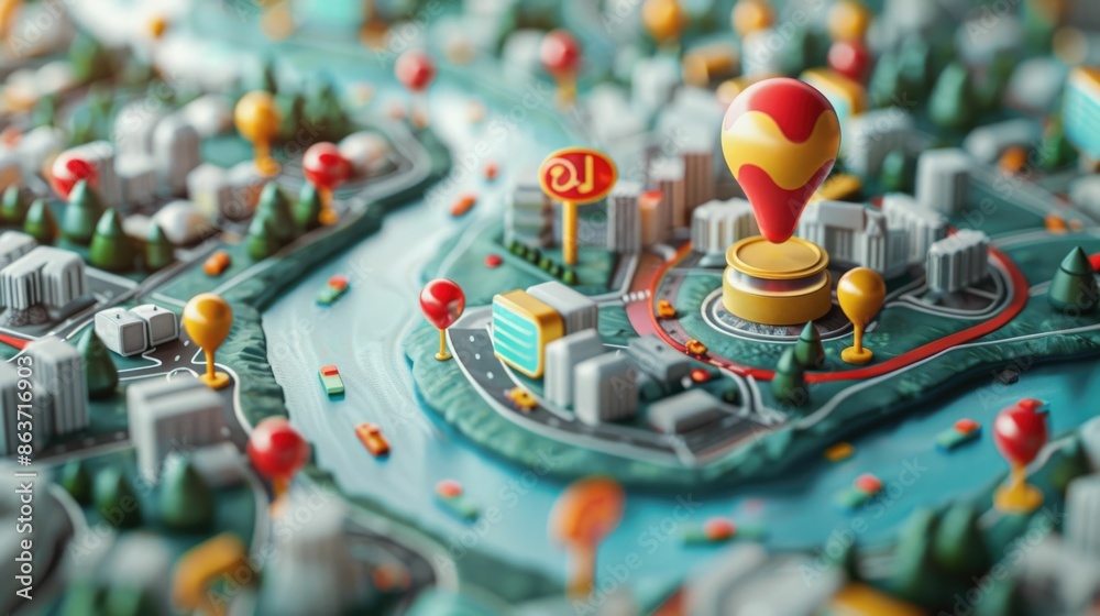 3D Interactive Map Navigation Showcasing Restaurant Locations and ...