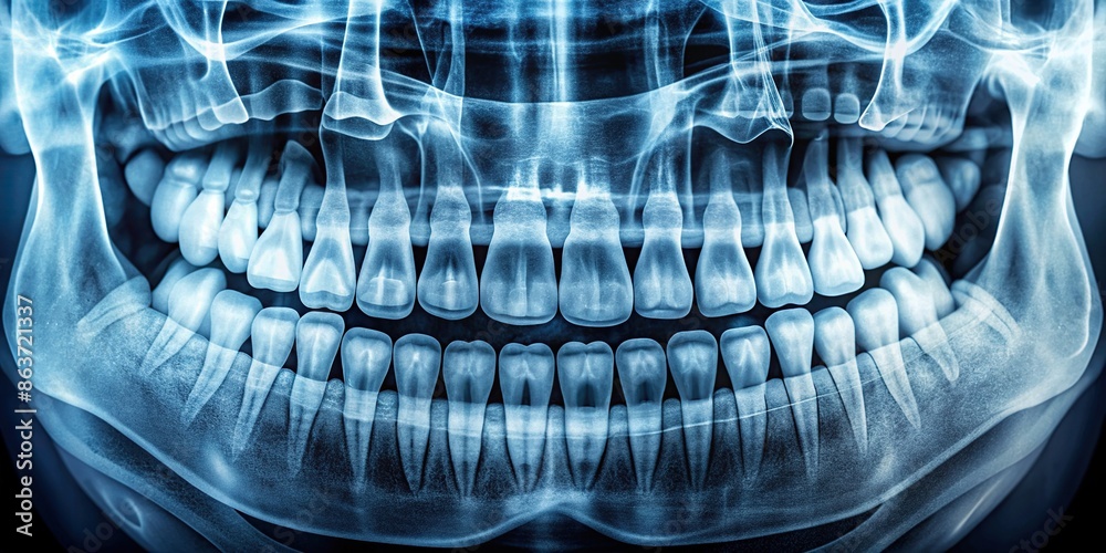 X-ray of human teeth showing detailed internal anatomy for dental ...