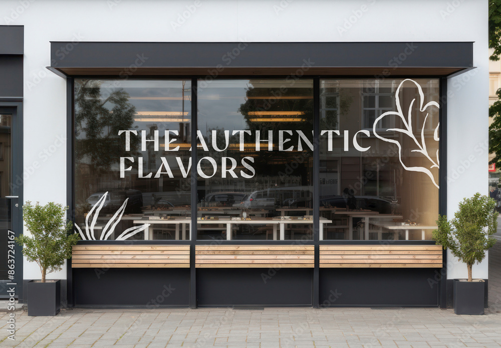 Restaurant Window Mockup With Generative AI Stock Template | Adobe Stock