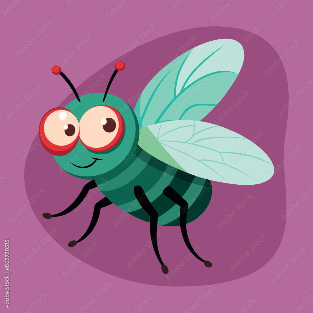 Housefly cartoon isolated. Cute and funny fly insect vector ...