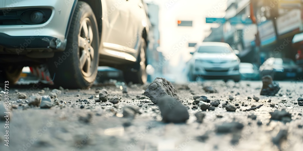 Debris on City Road and Damaged Cars After Intense Multi-Vehicle ...