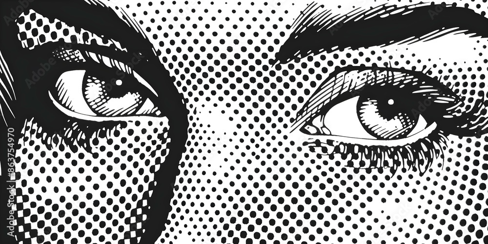Classic comic book style illustration with striking black and white ...