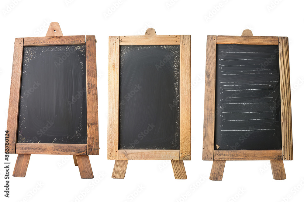 Outdoor chalkboard mockup. Empty chalk menu boards, blackboard display ...
