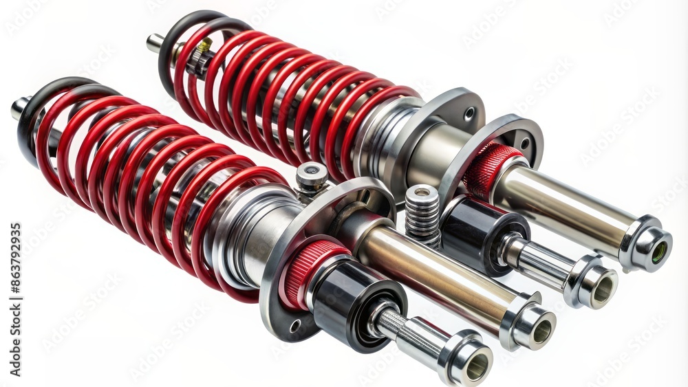 Highly detailed macro image of individual shock absorber units isolated ...