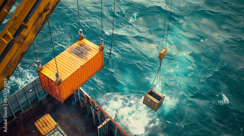 Industrial port crane lift up loading import and export Containers box ...