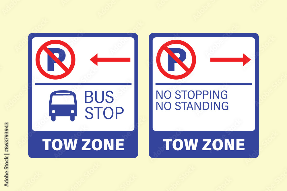 Photo & Art Print Bus stop Parking signs, No stop sign, no parking sign ...