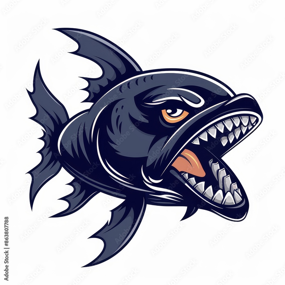 Ocean creature, cetus animal sketch isolated on a white background ...