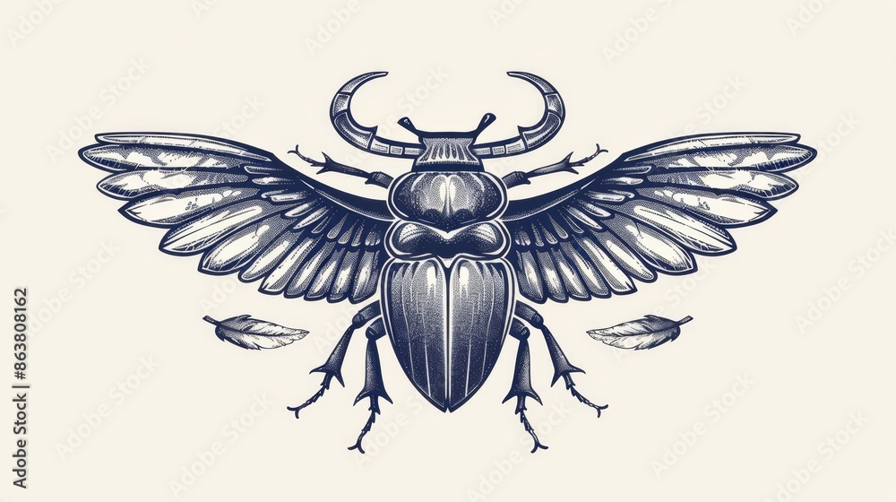 Sketch of the scarab, ancient Egyptian symbol of courage and sacrifice ...