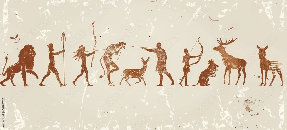 Modern cave art, ancient cave drawings, petroglyphs of humans, animals ...