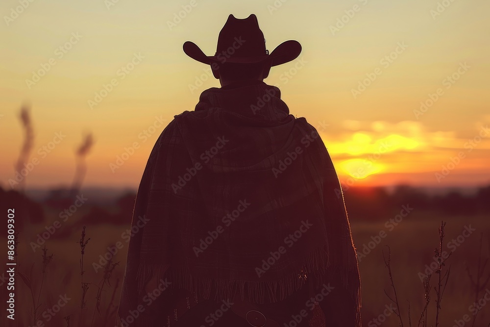 Typical Cowboy, Wild West Bandit in Traditional Stetson Hat and Shawl ...