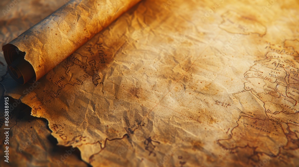 Paper scroll texture with rolled edges and historical manuscript look ...