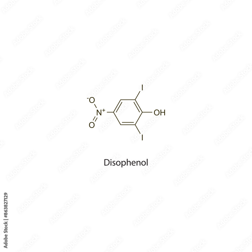 Disophenol flat skeletal molecular structure Anthelmintic agent drug ...