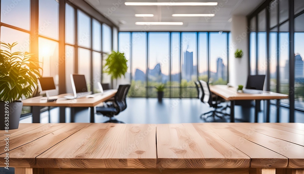 Office Focus: Table Top with Blurred Office Background Stock ...