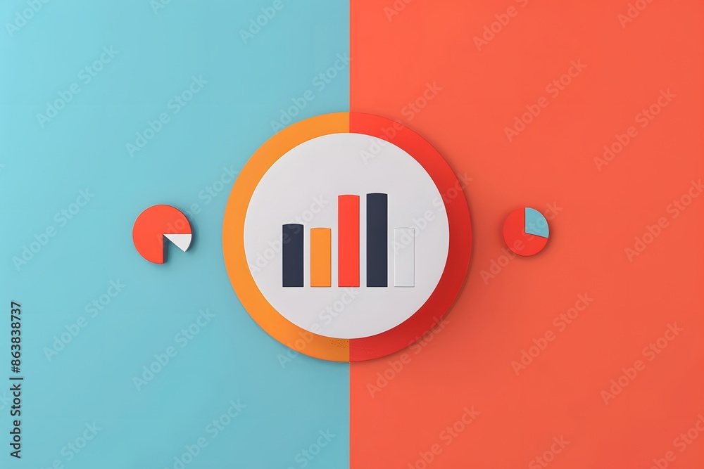 Colorful flat design infographic illustration with charts and graphs on ...