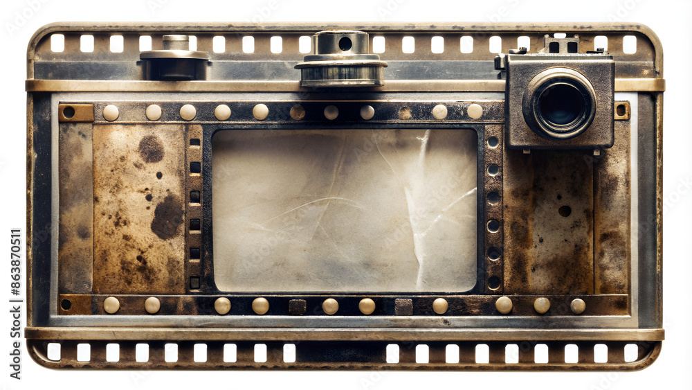 Vintage slide film frame of an old camera with dusts and scratches on ...