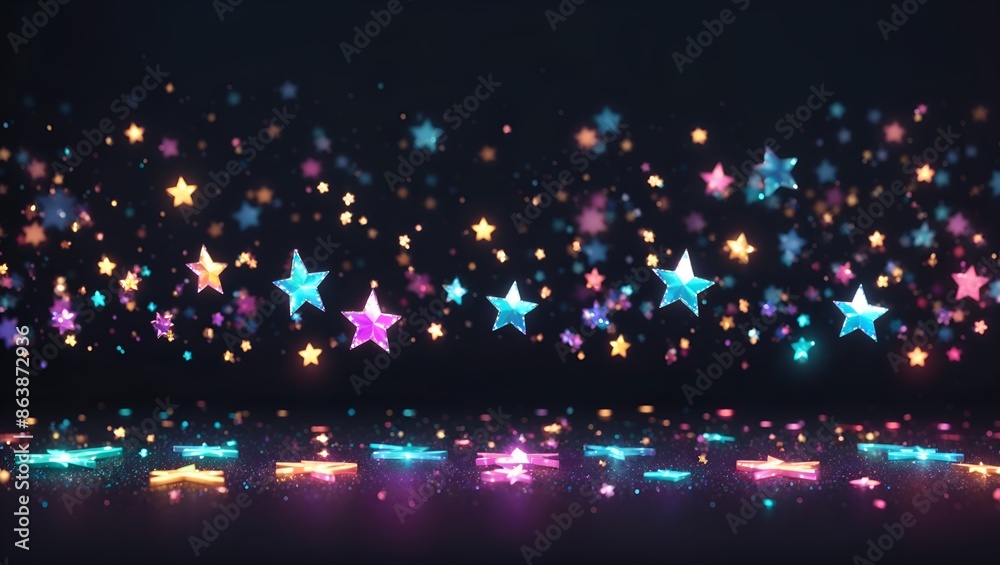 Pixel sparkling stars seamless border. Trendy modern retro 90s 8bit game style glitter graphic ...