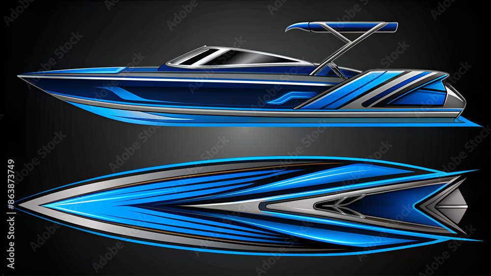 Extreme sport decals. Tuning racing car or moto striped vehicle blue ...