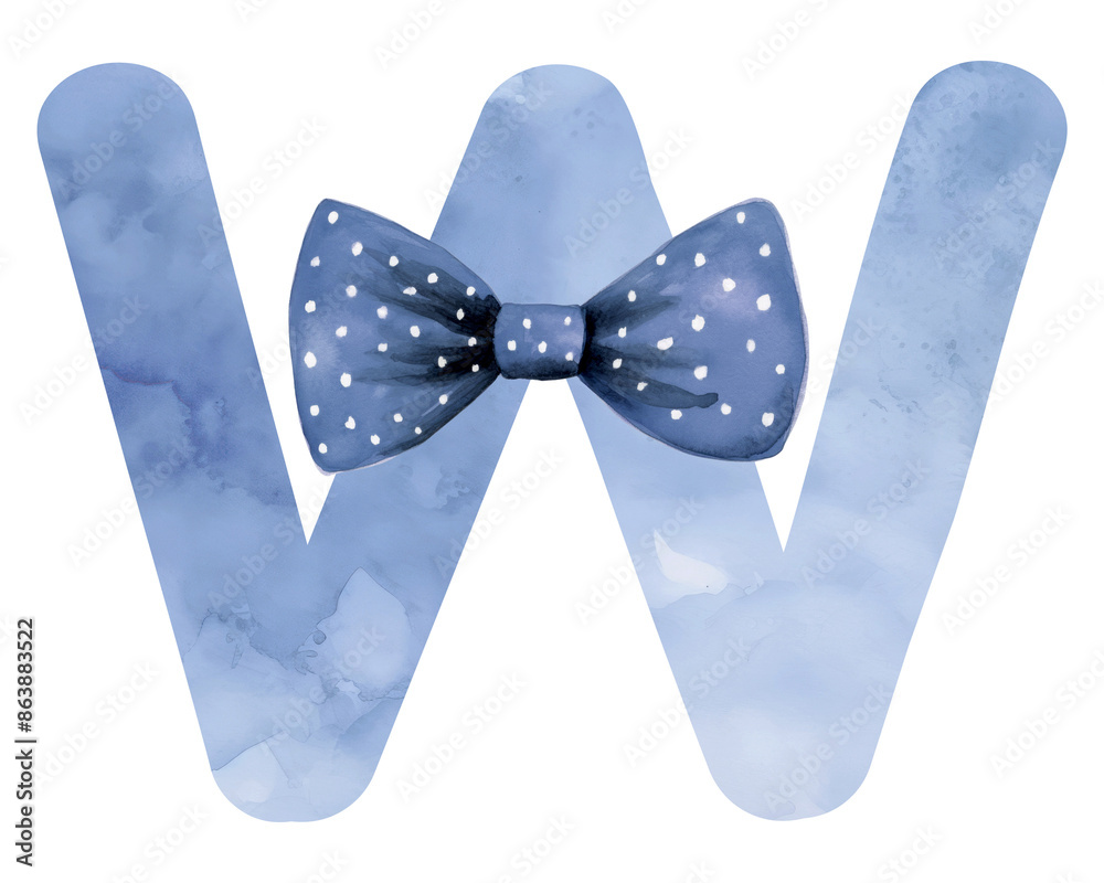 Letter W png blue watercolor alphabet, transparent background Stock ...