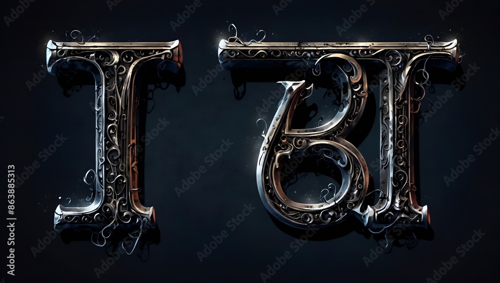 Gothic font, medieval dark tattoo y2k alphabet, letter typography print ...