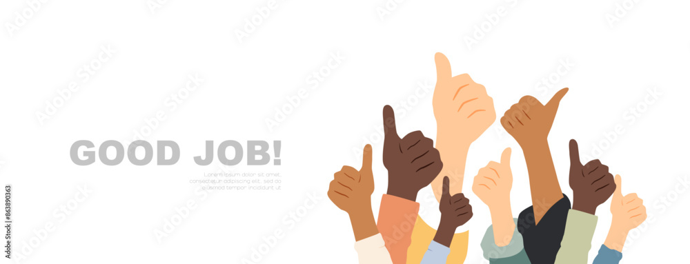 Good Job banner. The set of hands with thumbs up. Stock Vector | Adobe ...