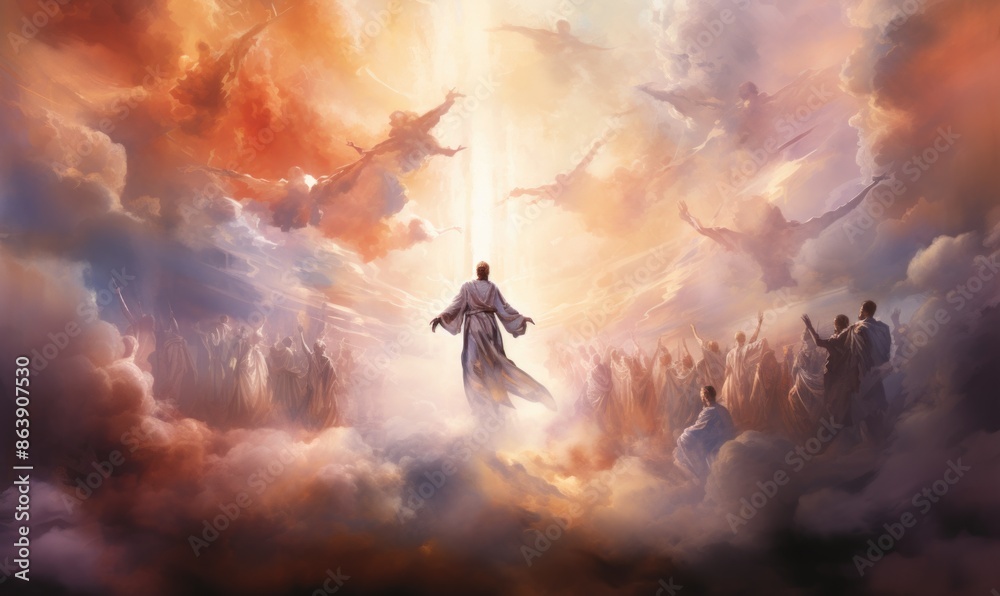 Divine Ascension - Ethereal Watercolor Illustration of Jesus Rising ...
