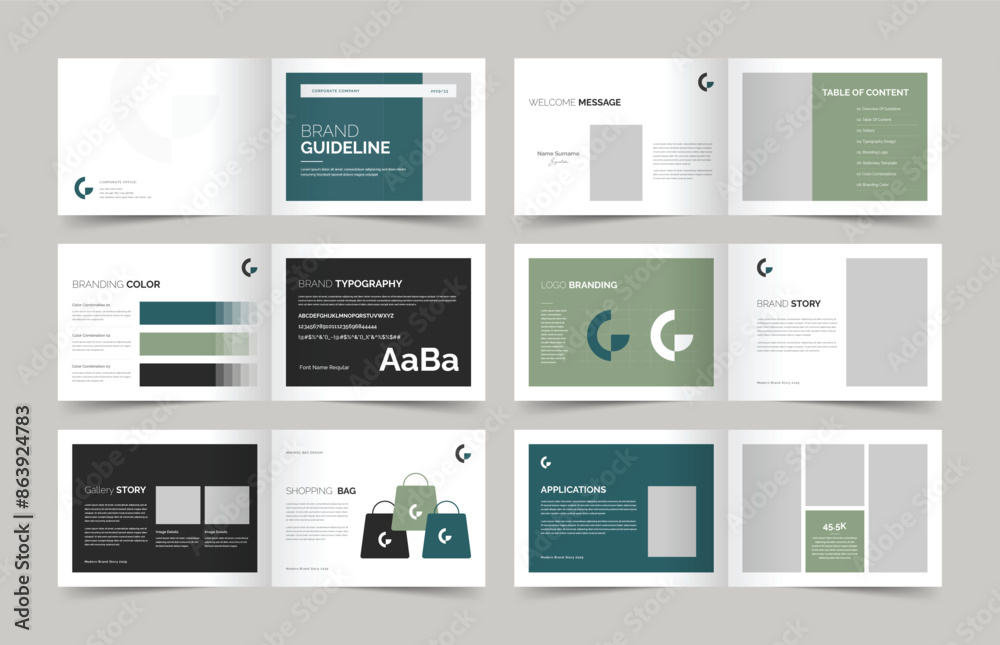 Brand Guidelines Template, Brand Identity Presentation Layout, Logo ...