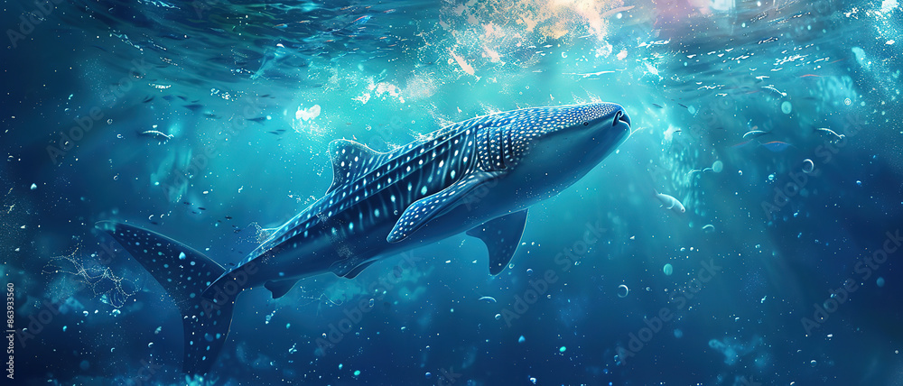 Whale Shark in the Ocean. Whale Shark Day Concept. Sea World Themed ...