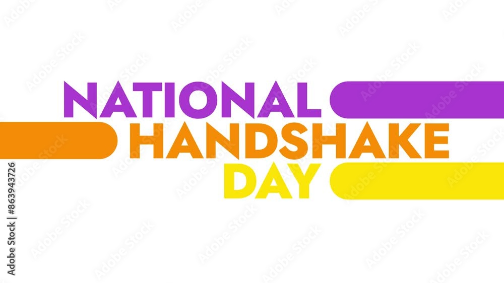 National Handshake Day colorful motion graphics seamless loopable text ...