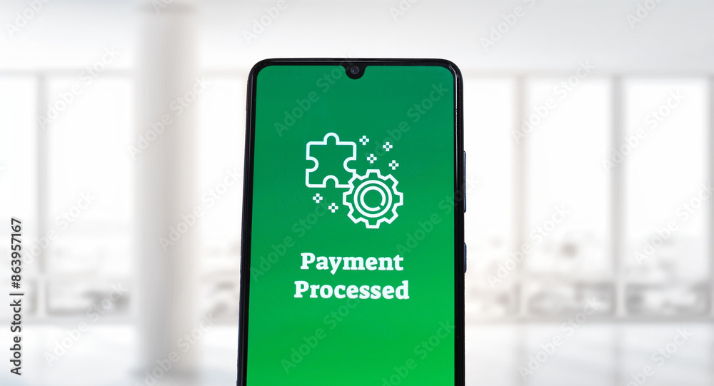 Payment Processed Confirmation Screen on Mobile Device - Secure Online ...