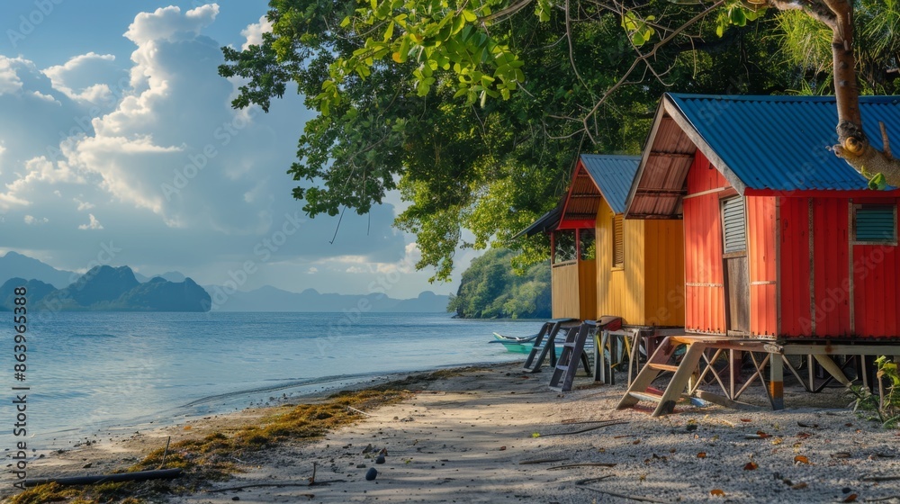 Palawan Island beach huts, Philippines Stock Photo | Adobe Stock
