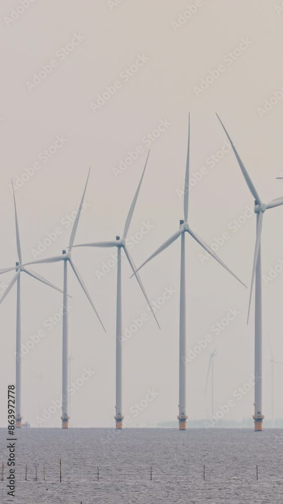Renewable energy source. Windmill park green energy. Windmill offshore ...