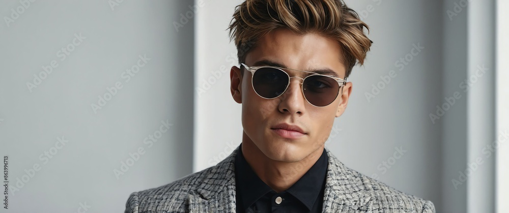 young socialite influencer handsome guy on plain white background for ...