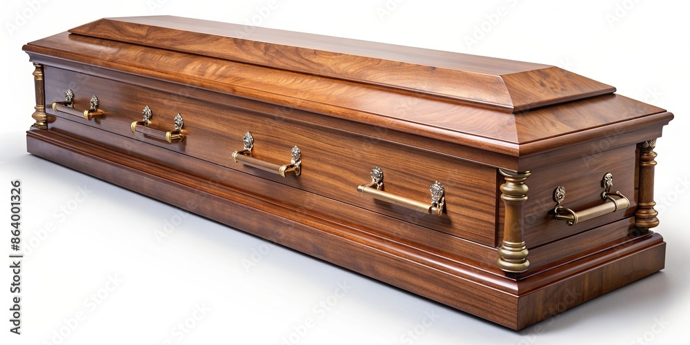 Wooden coffin with elegant design for funeral service, funeral, burial ...
