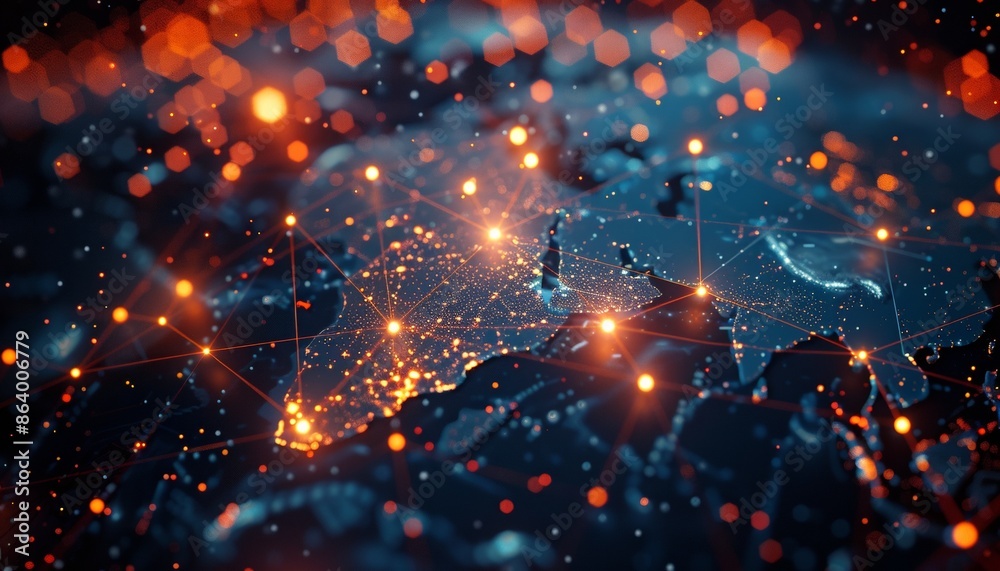 Global Communication Illustrated by Digital Network Connections on ...