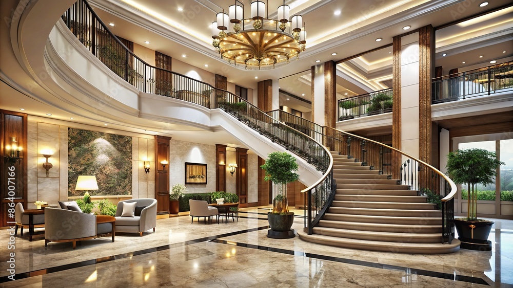 Staircase in a luxury hotel lobby , staircase, hotel, interior, design ...