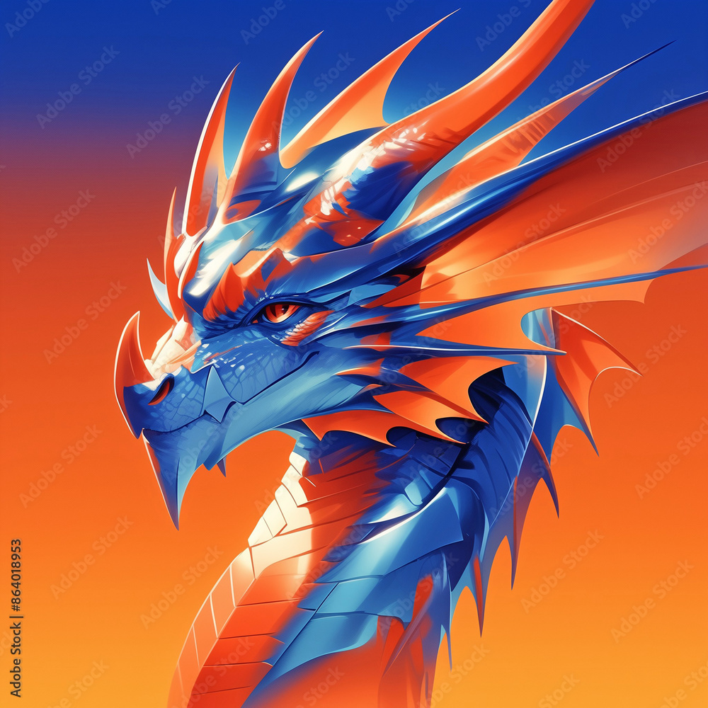 Dragon concept digital illustration. Dinosaur creative banner. Ancient ...