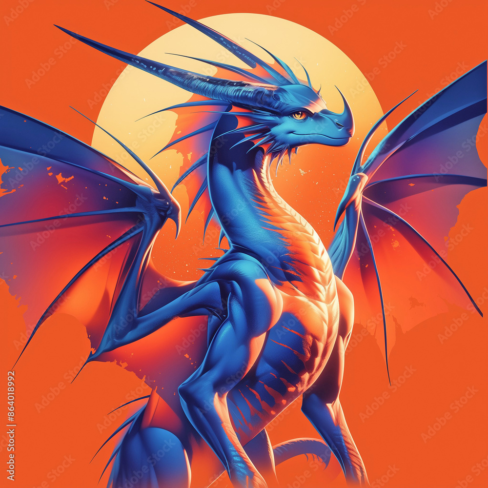 Dragon concept digital illustration. Dinosaur creative banner. Ancient ...