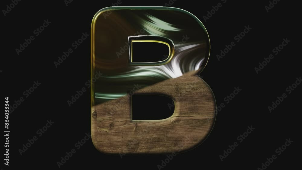elegant letter B, transparent background, alpha channel, liqid, wood ...