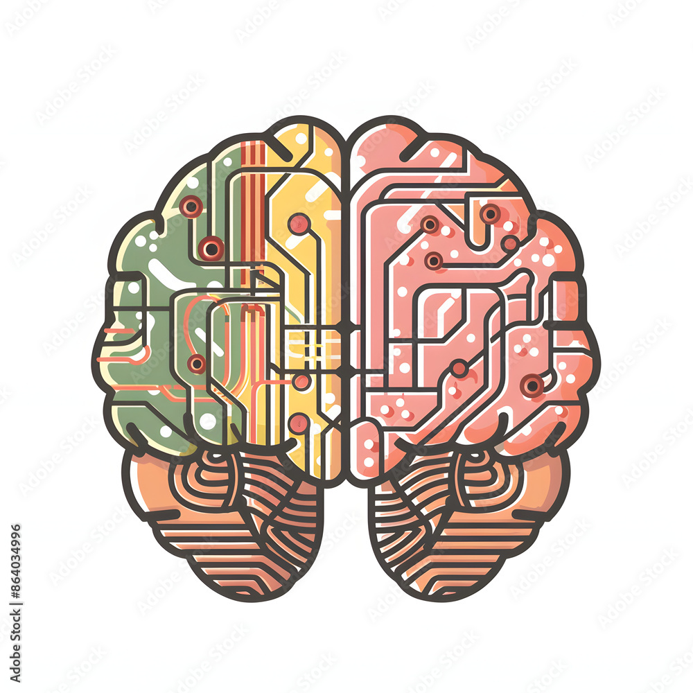 wired brain illustration - next step to artificial intelligence ...