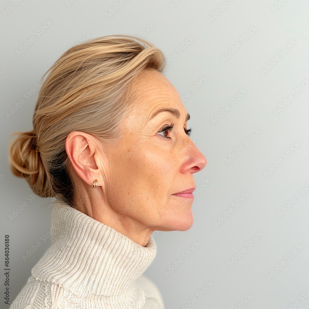 Woman with lifted and firm skin after a PDO thread lift procedure, PDO ...