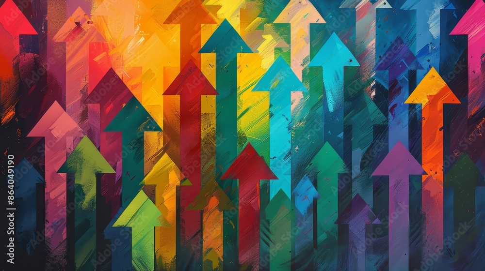 Colorful arrows ascending, indicating growth and success, vibrant and ...