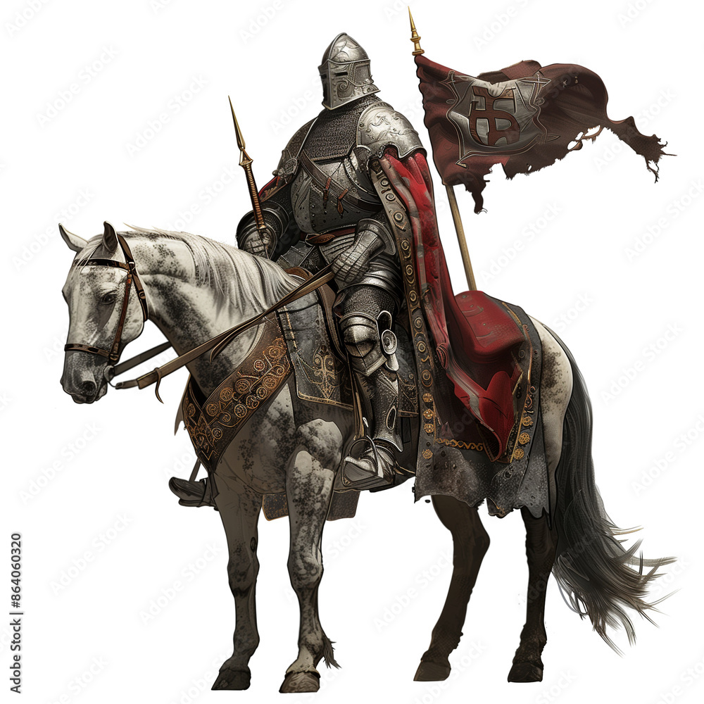 Medieval knight on horse transparent background, png format Stock ...