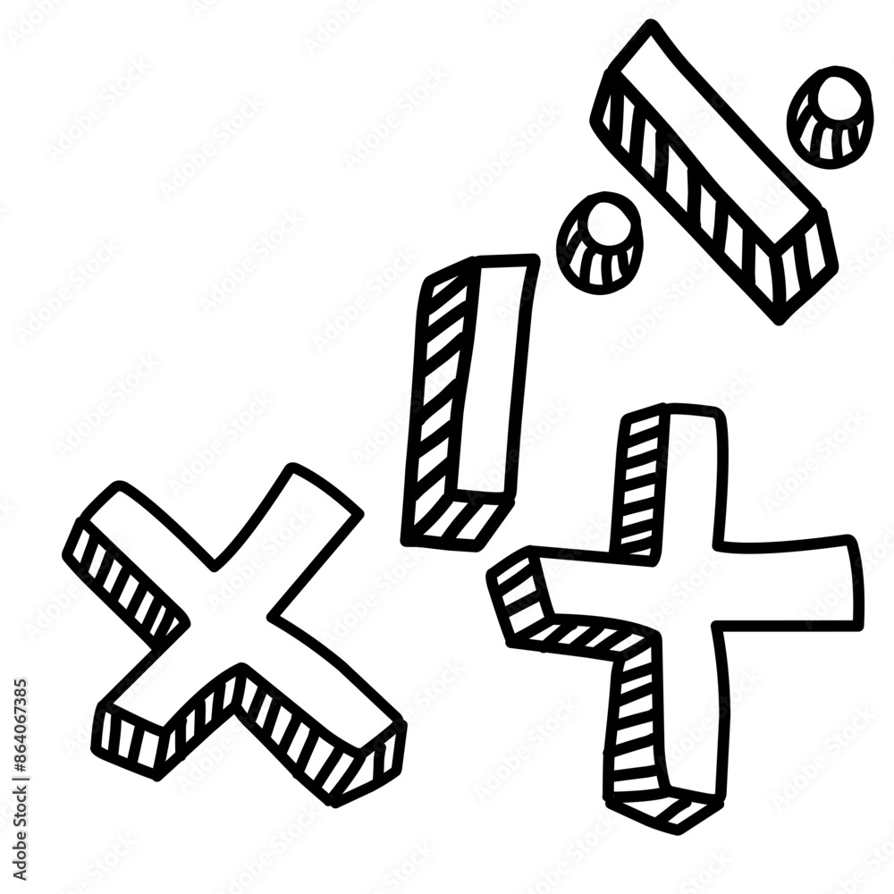 Plus, minus, multiplication and division 3d mathematical symbols set ...