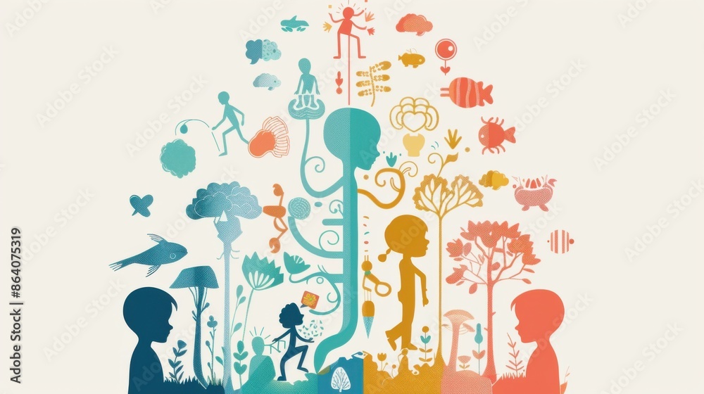 A visually appealing diagram illustrating Piaget's stages of cognitive ...