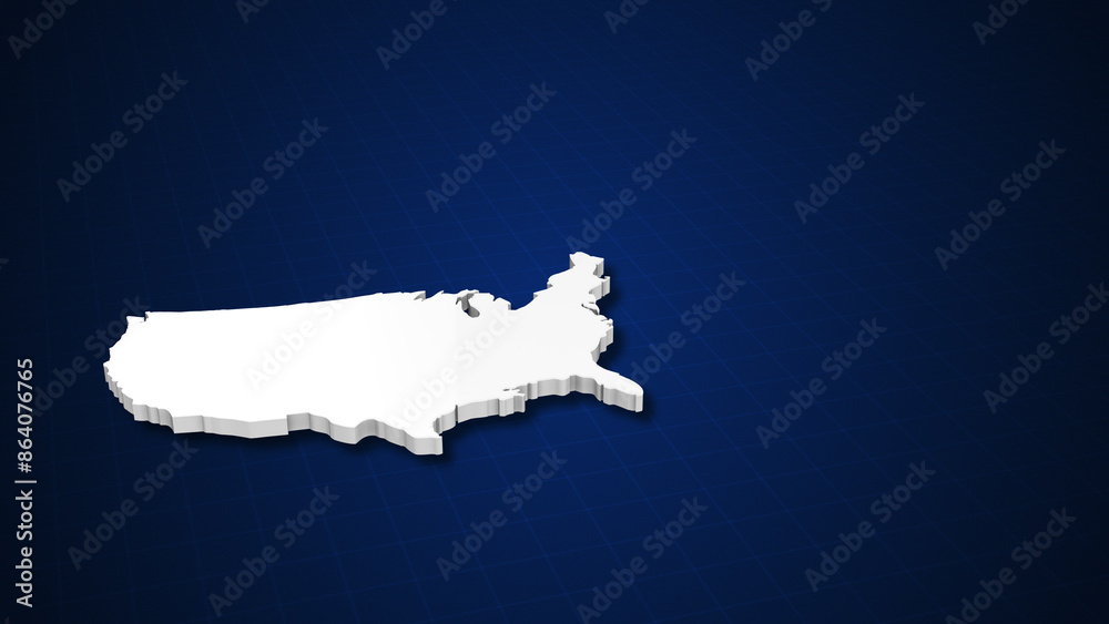 American flag on 3d map of USA with copy space Stock Illustration ...