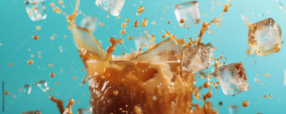 Iced coffee latte background with a refreshing design of iced coffee ...