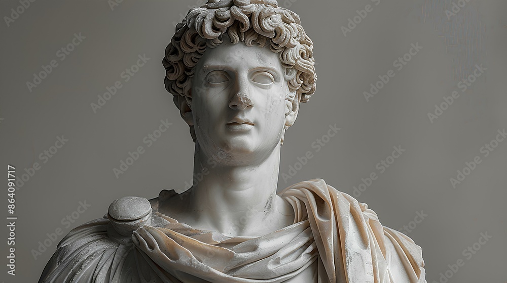 Statue of Greek God Apollo on neutral background. Ancient Greek statue ...