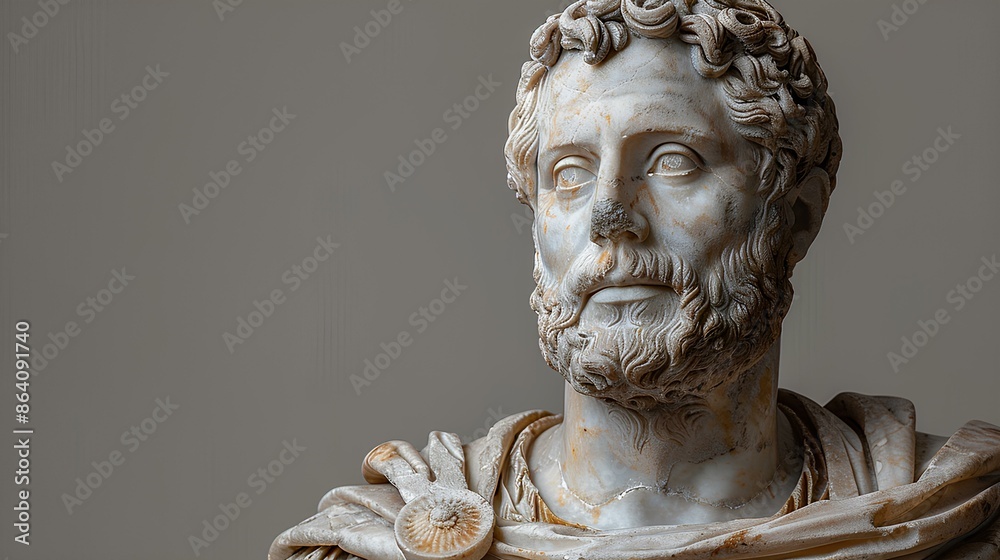 Statue of roman emperor Hadrian in Ancient Greek style. Marble statue ...